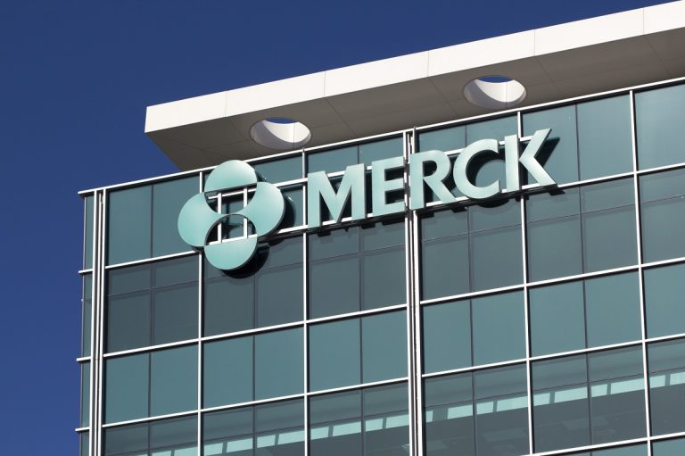 South San Francisco, CA, USA - Feb 8, 2020: The Merck logo at Merck ...